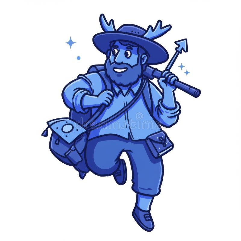 Pixel Art Blue Explorer Character Illustration Stock Illustration ...