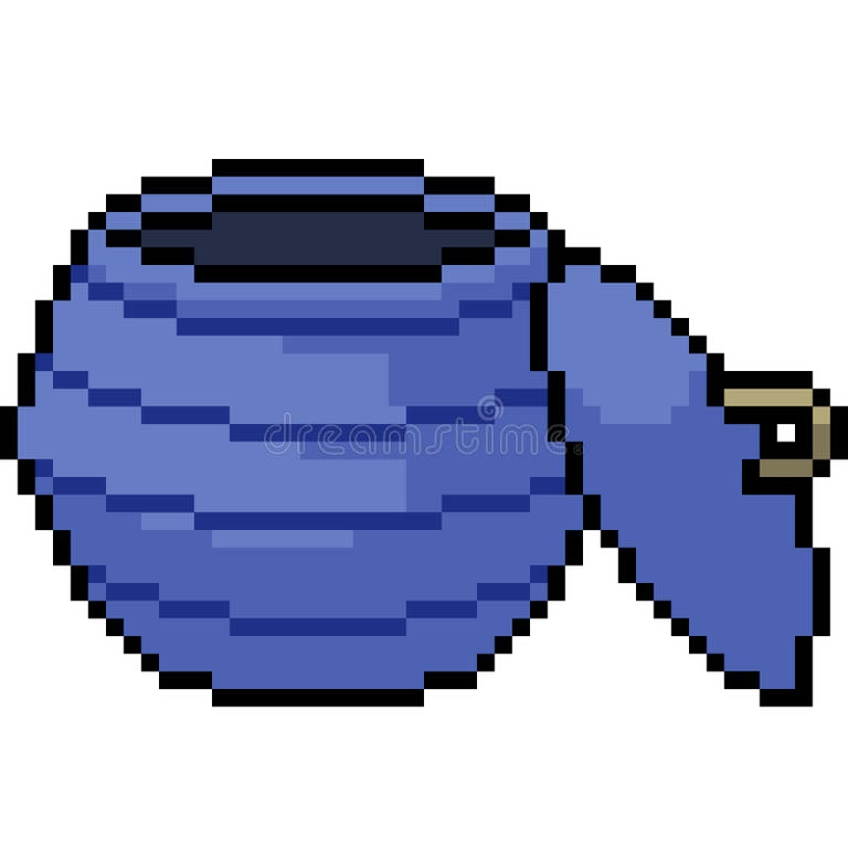 Pixel art blue jar open stock vector. Illustration of cute - 268477335
