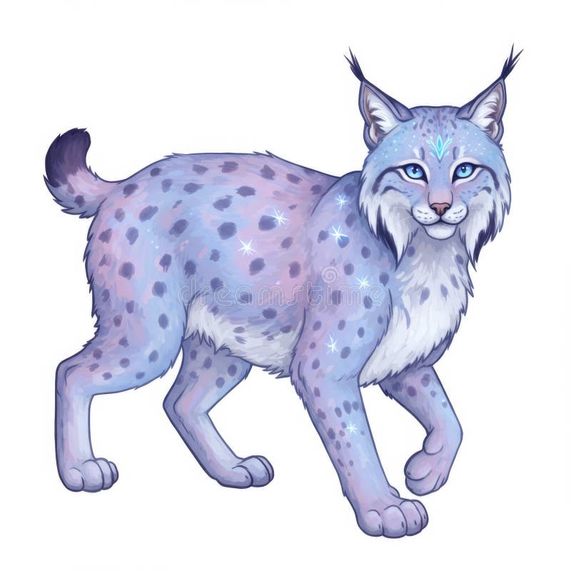 Pixel Art Blue Lynx with Glittering Fur Stock Illustration ...