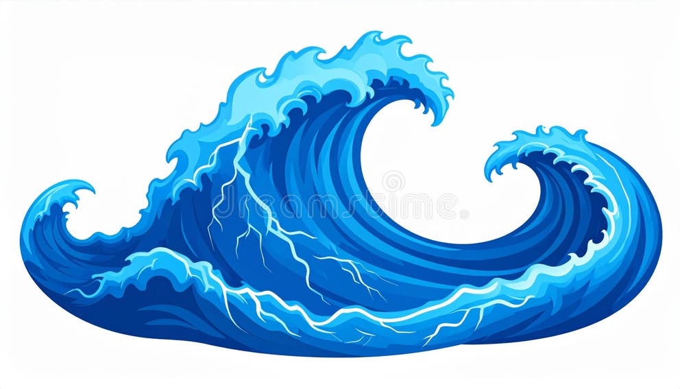 Pixel Art Blue Ocean Wave with Lightning Stock Illustration ...