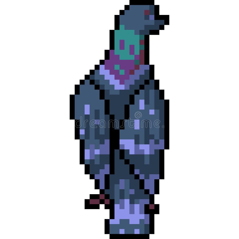 Pixel art blue pigeon back stock vector. Illustration of isolated ...