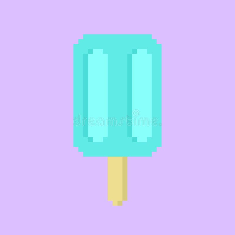 Pixel art of blue popsicle stock illustration. Illustration of treat ...