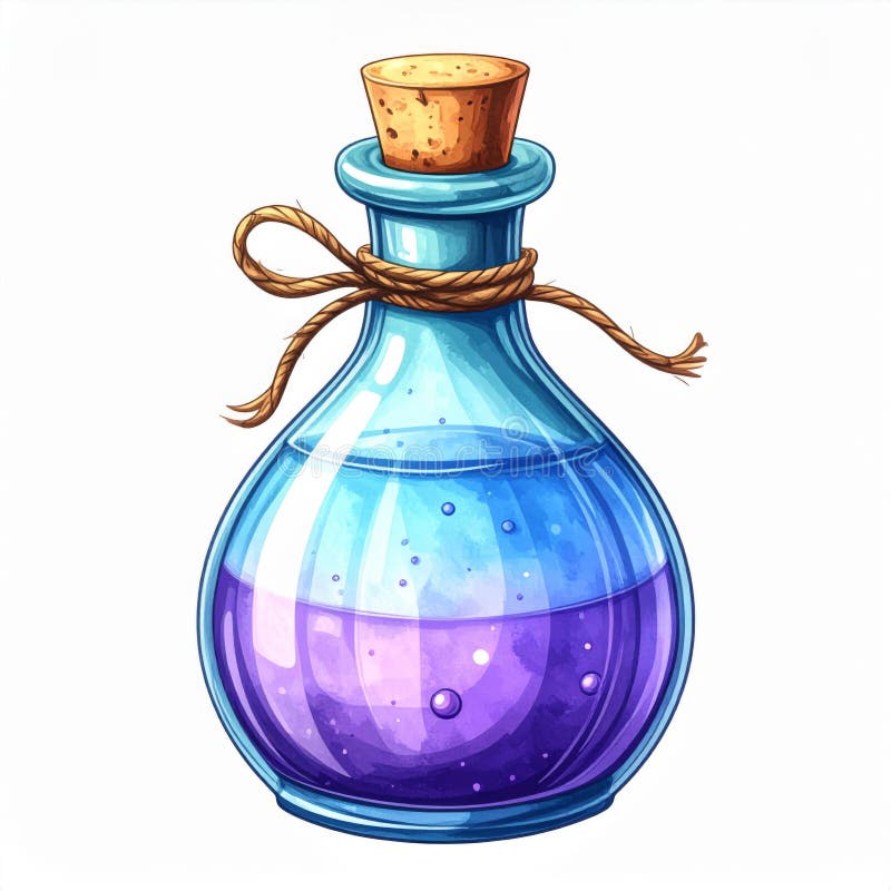 Pixel Art Blue Purple Potion Bottle with Cork Stock Illustration ...
