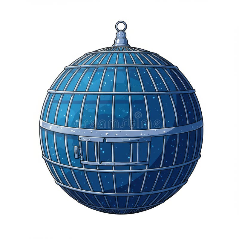 Pixel Art Blue Sphere Ornament with Starry Interior Stock Illustration ...