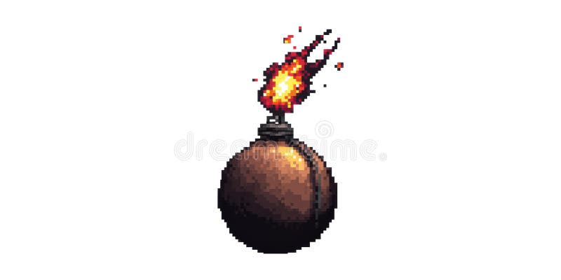 Pixel Art Bomb with Lit Fuse Isolated on Transparent Background Stock ...
