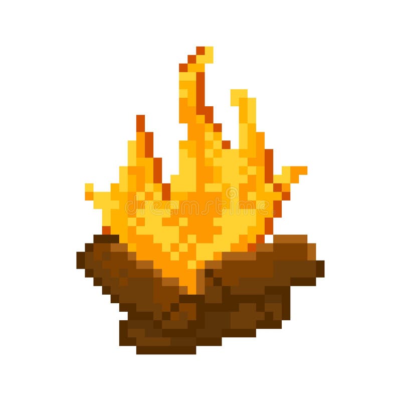 Pixel Art Bonfire. Icon for 8 Bit Game Stock Vector - Illustration of ...