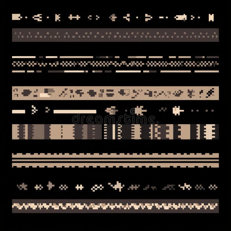 Pixel Art Borders and Dividers Stock Illustration - Illustration of ...