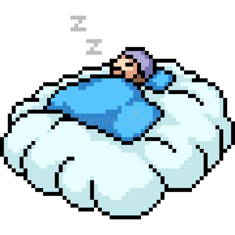 Pixel Art of Boy Sleep on Cloud Stock Vector - Illustration of night ...