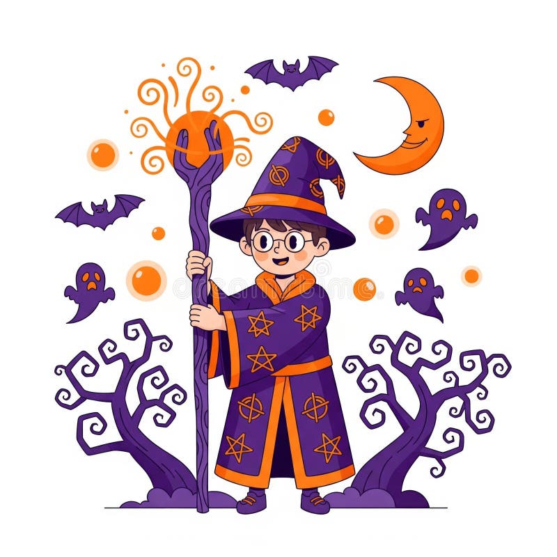 Pixel Art Boy Wearing Purple Wizard Costume with Staff on White ...