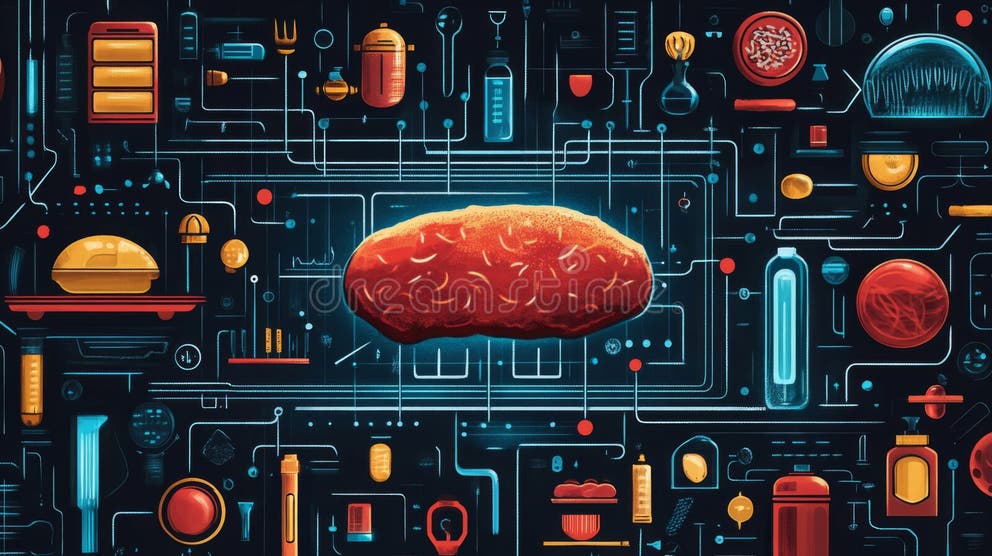 Pixel Art Brain Circuit Board Digital Technology Network Stock ...