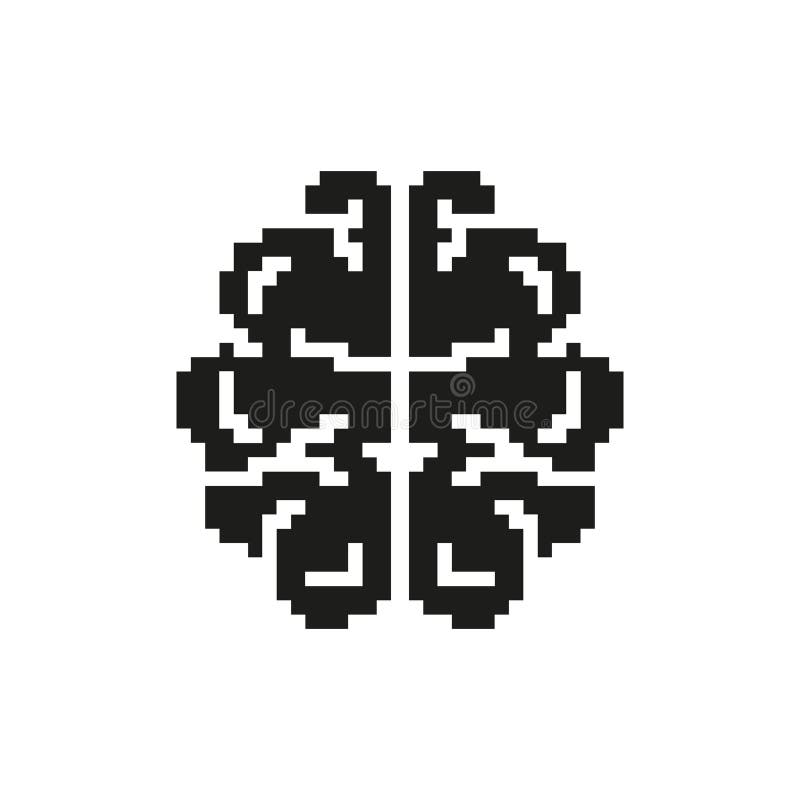 Pixel Art Brain Icon. Cognitive Function, Intelligence, and Mental ...