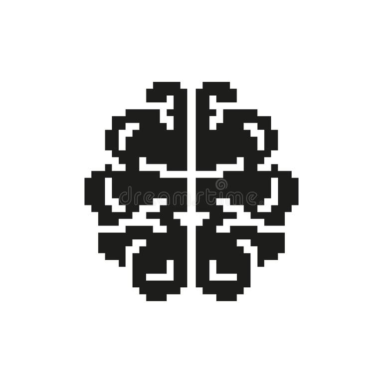 Pixel Art Brain Icon. Cognitive Function, Intelligence, and Mental ...