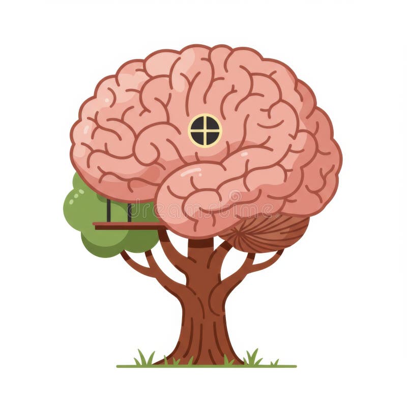 Pixel Art Brain Tree House Illustration Stock Illustration ...