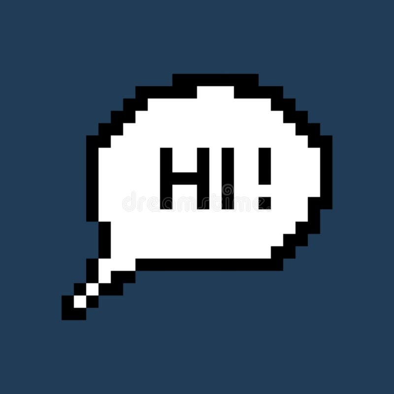 Pixel Art Bubble Chat of HI! Stock Illustration - Illustration of text ...