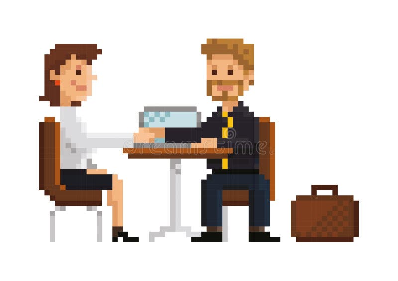 Pixel Art Business Agreement. Vector Illustration Decorative Design ...