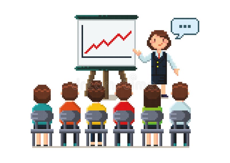 Pixel Art Business Meeting. Vector Illustration Decorative Design Stock ...