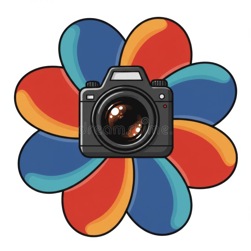 Pixel Art Camera in Colorful Flower Design Stock Illustration ...