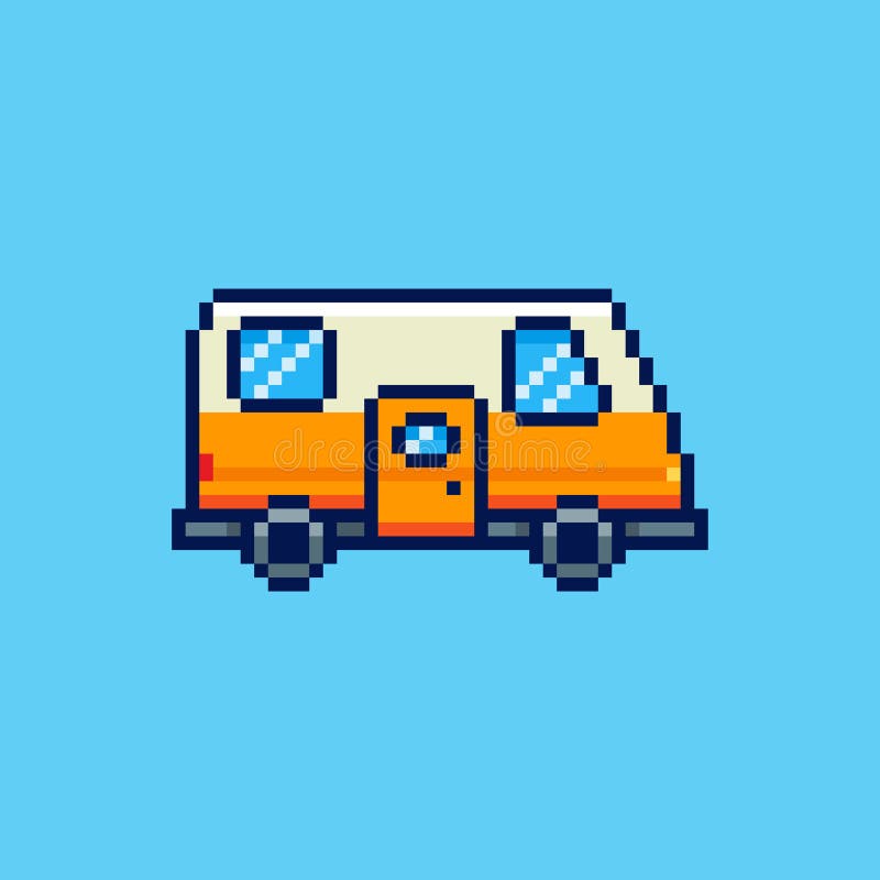 Pixel Art Camper Van Game Asset Design Stock Vector - Illustration of ...