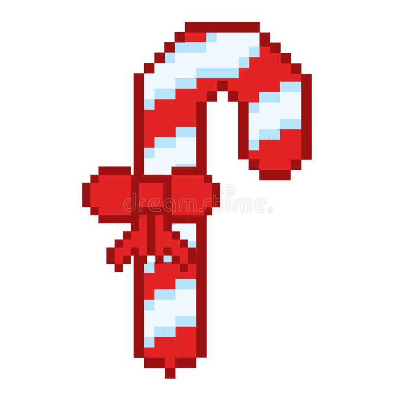 Pixel Art Candy Cane with Red Bow Vector Stock Illustration ...