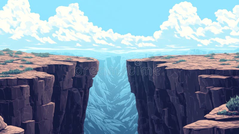 Pixel Art Canyon Landscape View Stock Illustration - Illustration of ...