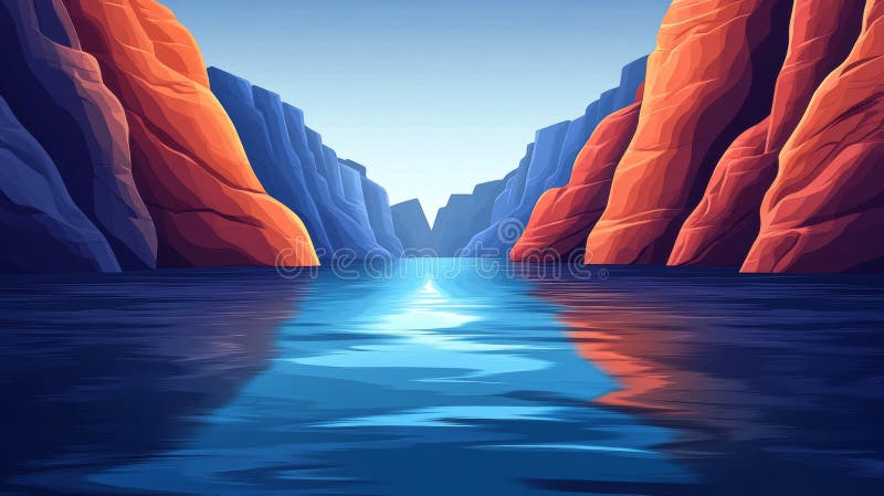 Pixel Art Canyon River Landscape Stock Illustration - Illustration of ...