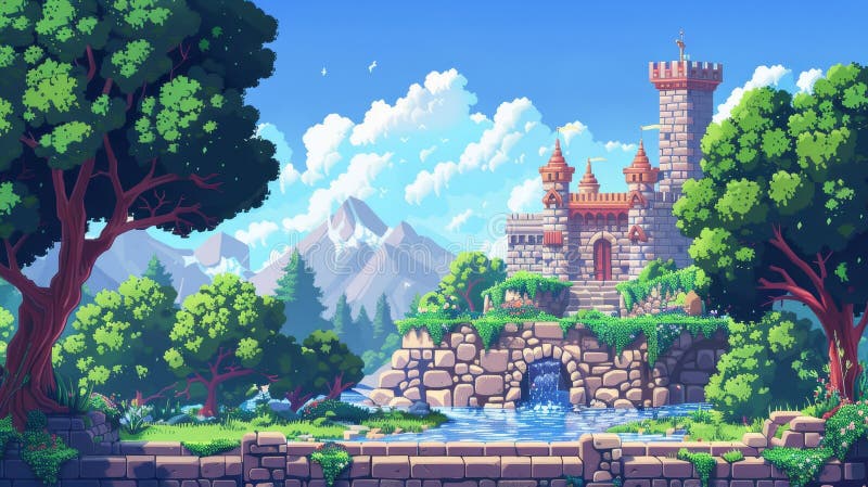 A Pixel Art Cartoon Web Banner for a Game that You Can Play Again Stock ...