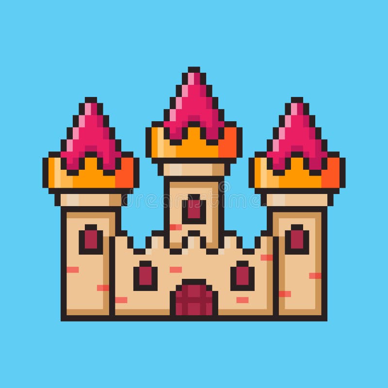 Pixel Art Castle Game Asset Design Stock Vector - Illustration of wall ...