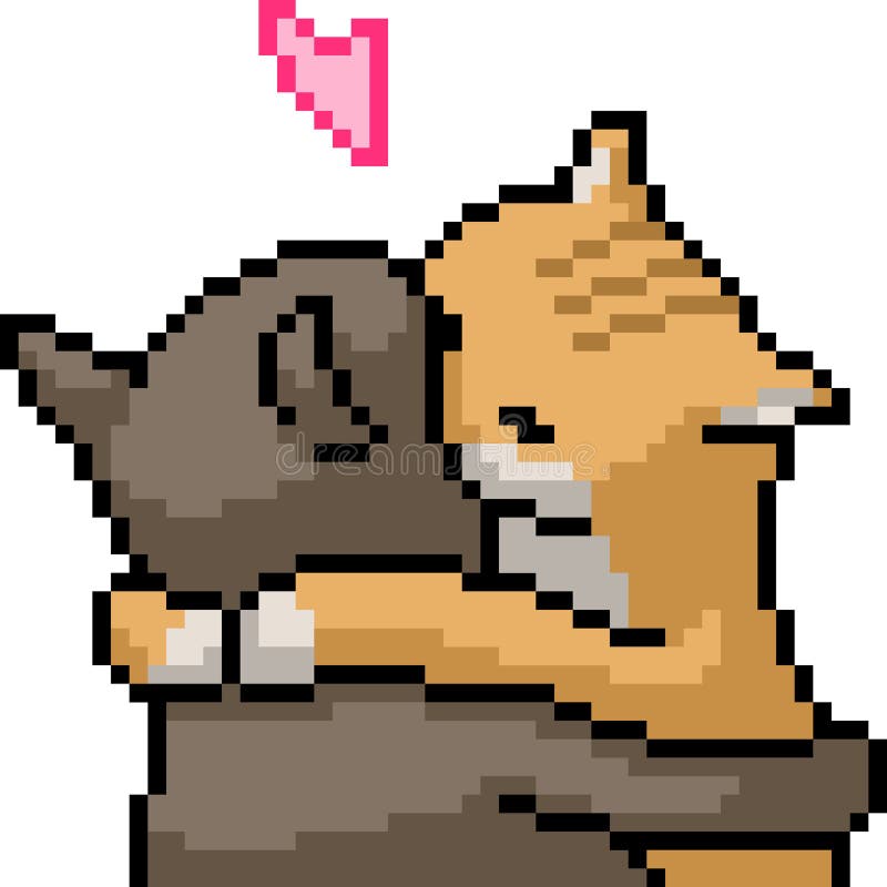 Pixel art cat hug love stock vector. Illustration of romance - 269875708