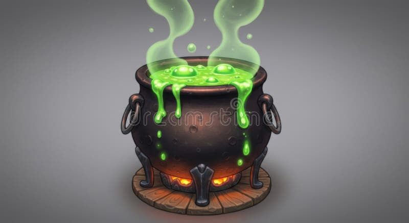 Pixel Art Cauldron of Green Potion with Steam Stock Illustration ...