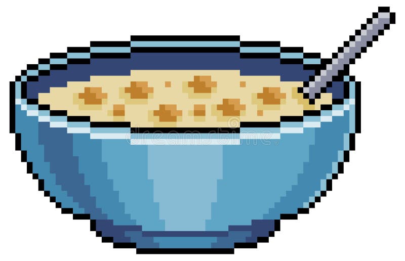 Pixel Art Cereal in Bowl Vector Icon for 8bit Game Stock Vector ...