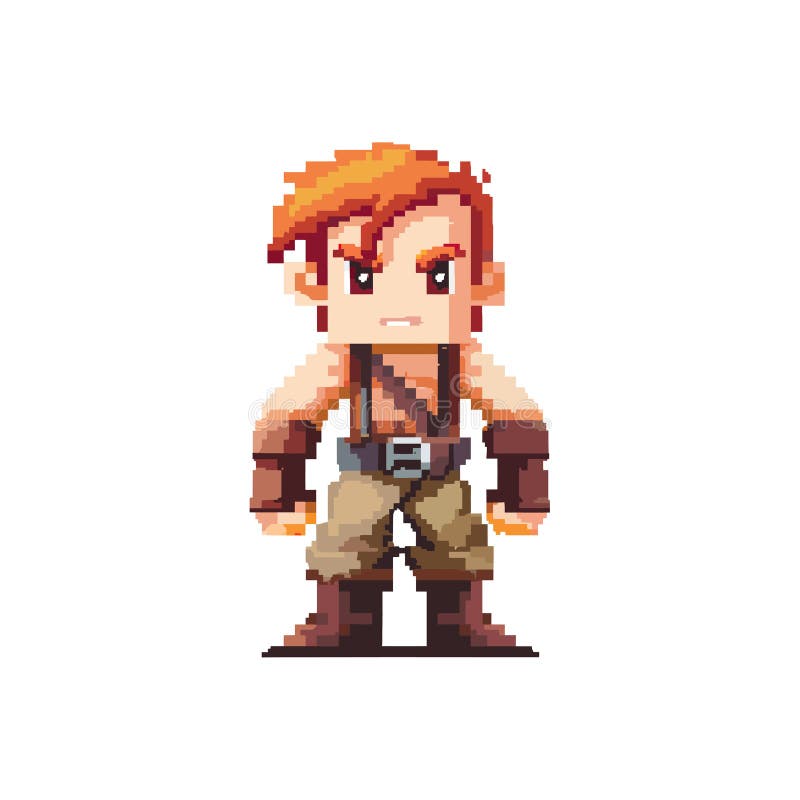 Pixel Art Character with Red Hair. Vector Icon Design Stock ...