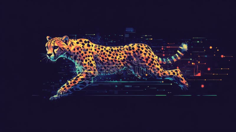 Pixel Art Cheetah Running at Night Stock Illustration - Illustration of ...