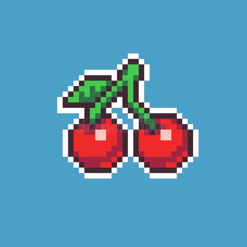 Pixel Art Cherry Fruit Icon for Game Development Stock Vector ...