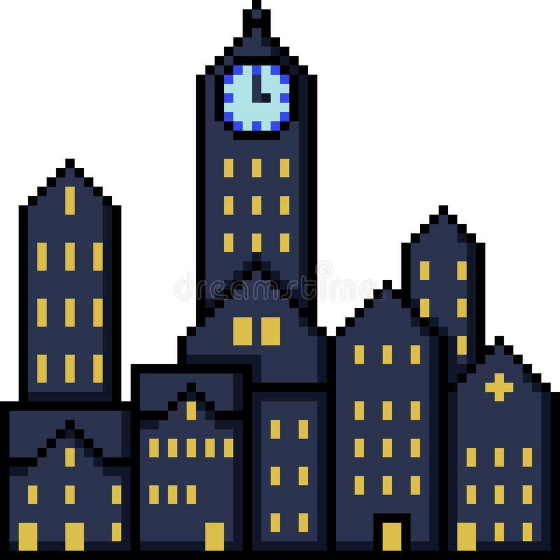 Pixel Art of City Clock Tower Stock Vector - Illustration of tower ...