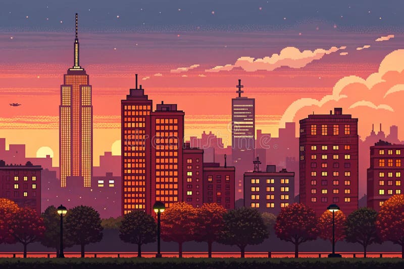 Pixel Art New York Skyline Stock Illustrations – 48 Pixel Art New York ...