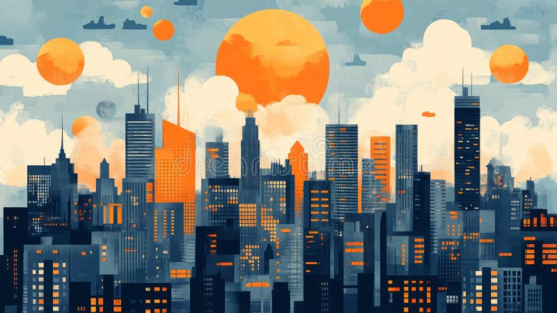 Pixel Art Cityscape at Sunset Stock Illustration - Illustration of city ...