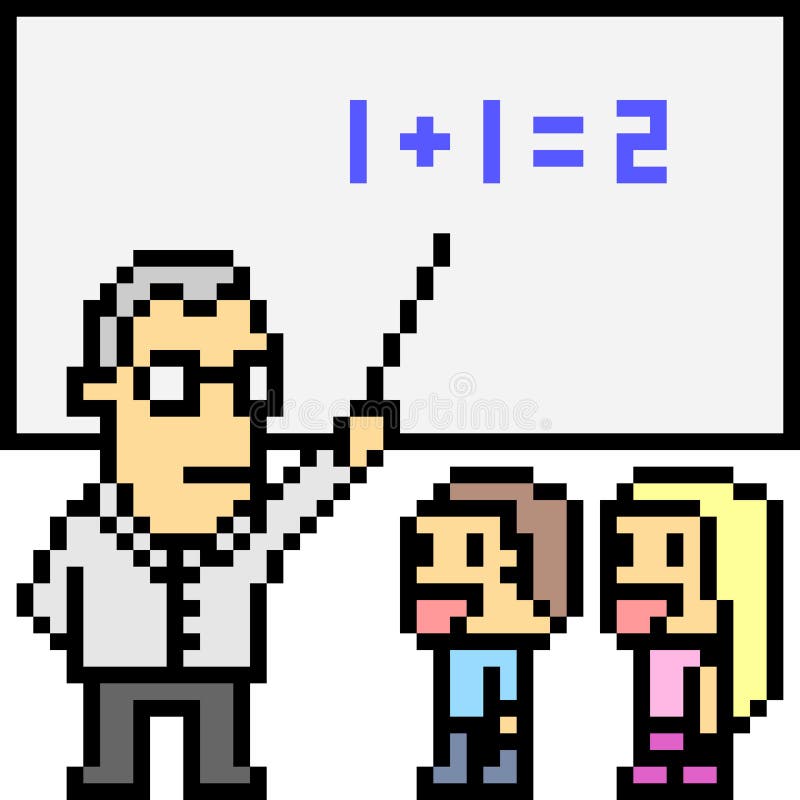 8 Bit Pixel Teacher on the School Blackboard Background with Phrase ... 8 Bit Pixel Teacher on the School Blackboard Background with Phrase ...