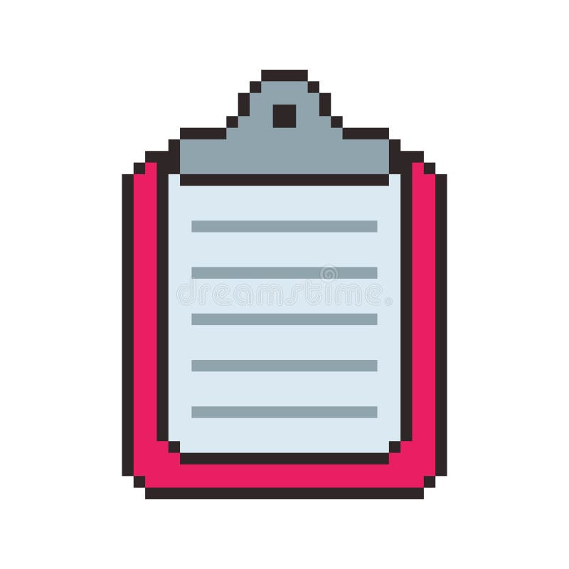 Pixel Art Clipboard with Document Game Asset Design Stock Illustration ...