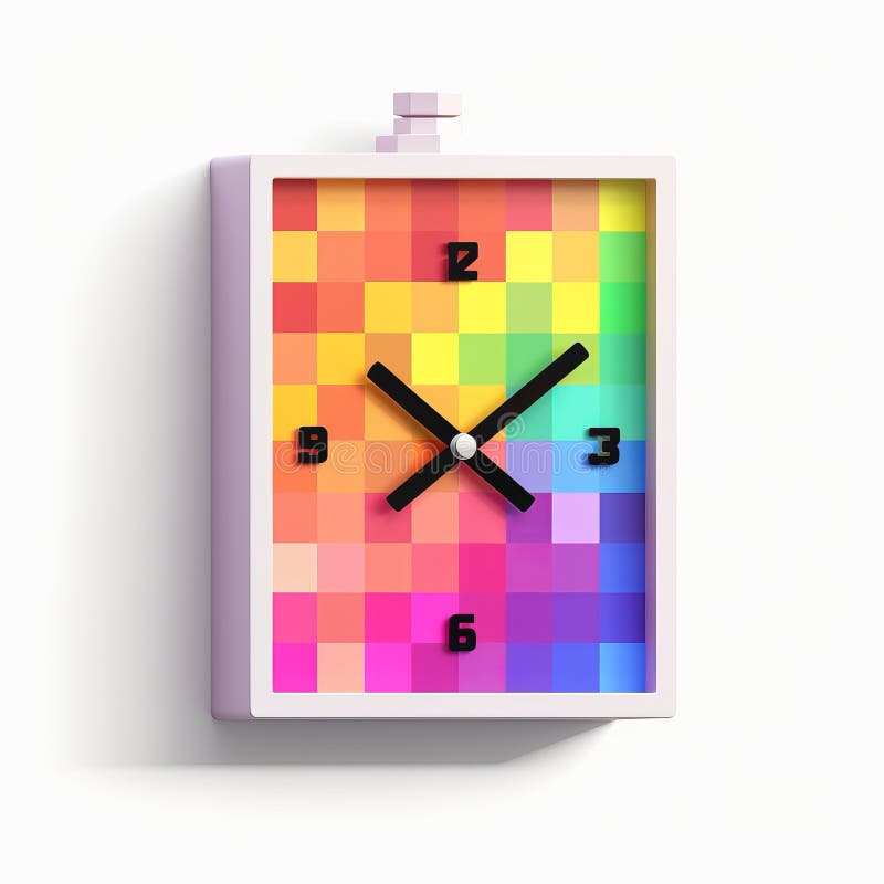 Pixel Art Clock with Vibrant Colors by Pixelplantmaster Stock ...