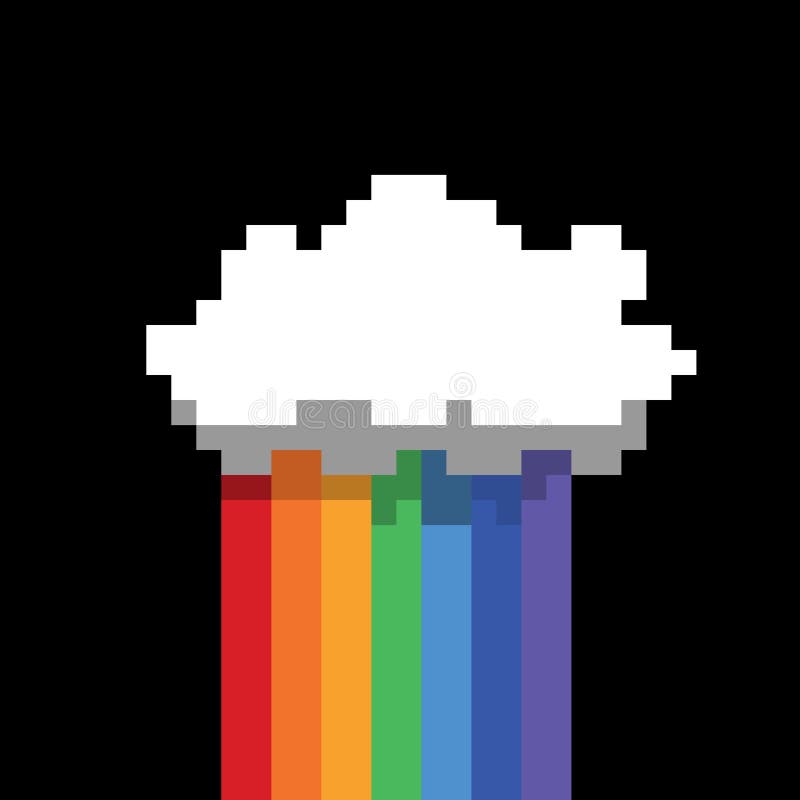 Pixel Art Cloud with Cloud with Rainbow Stock Vector - Illustration of ...