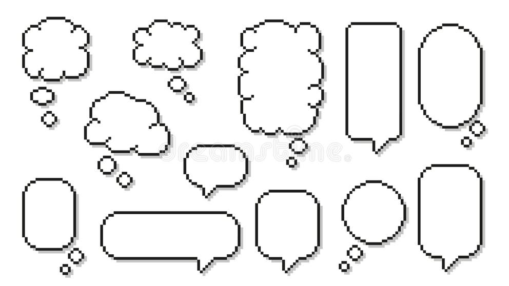 Pixel Art Cloud Speech Bubble. Cloud Shaped Comic Text Box, Pixelated 8 ...