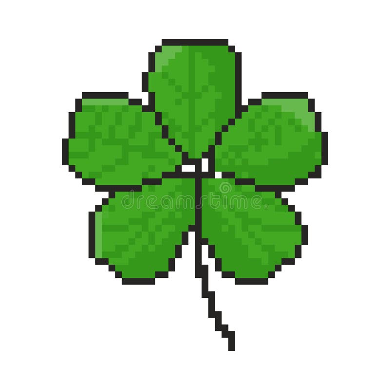 Pixel Art Clover Icon in 8 Bit Style. Retro 80s,90s Video Game Graphics ...