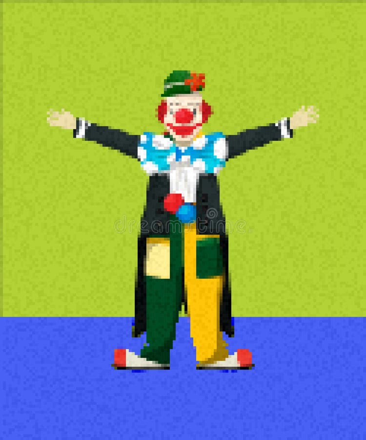 Pixel art clown stock vector. Illustration of mosaic - 240069071