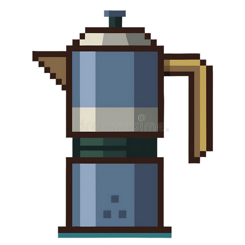 Pixel Art Coffee Maker in Minimalist Style Stock Image - Illustration ...