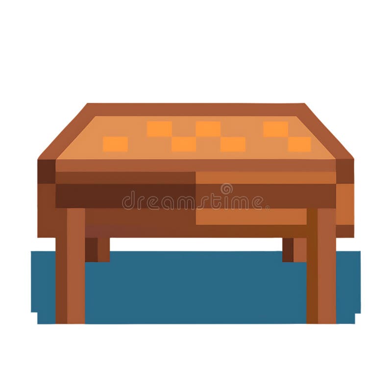 Pixel Art of Coffee Table with Wooden Finish, Square Top and Shadow ...