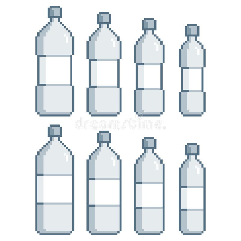 Pixel Art Collection Bottles Stock Vector - Illustration of beverage ...