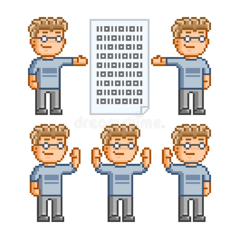 Pixel Art Collection of Programmers Stock Vector - Illustration of ...