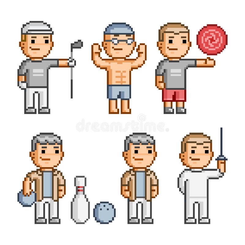 Pixel Art Collection of Various Sports Stock Vector - Illustration of ...