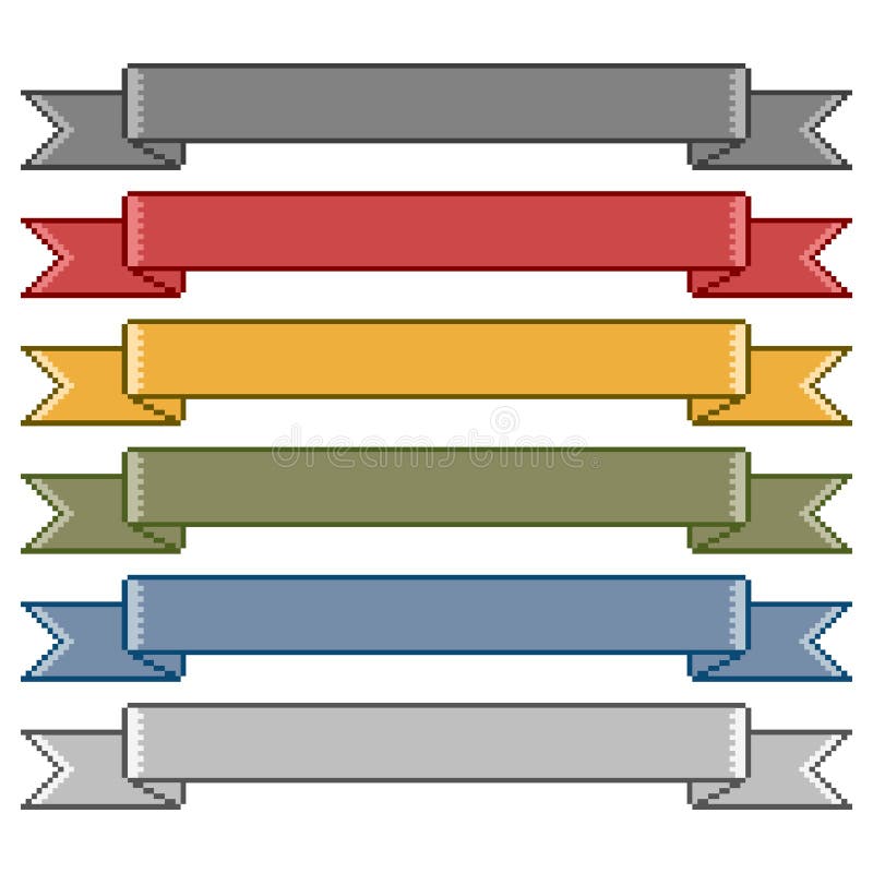 Pixel art colored ribbons stock vector. Illustration of vector - 53644681