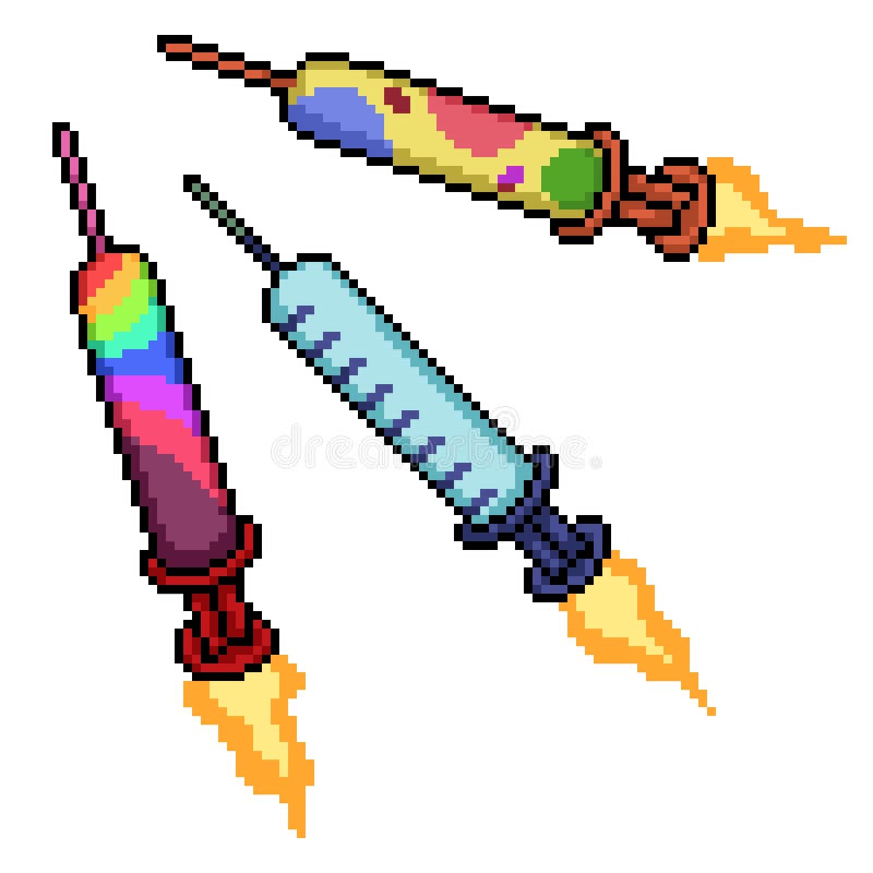 Pixel Art Colorful Syringe Jet Stock Vector - Illustration of float ...